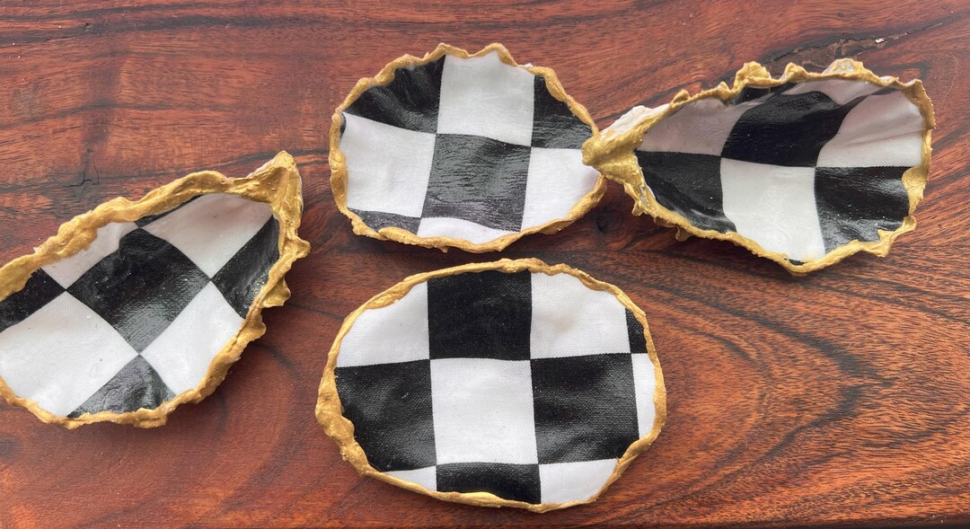 Black and White Checkered Mackenzie- Childs Inspired Oyster Shells ...