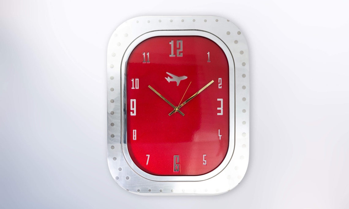 Airplane Art Boeing 747 Window Clock - Red - Etsy