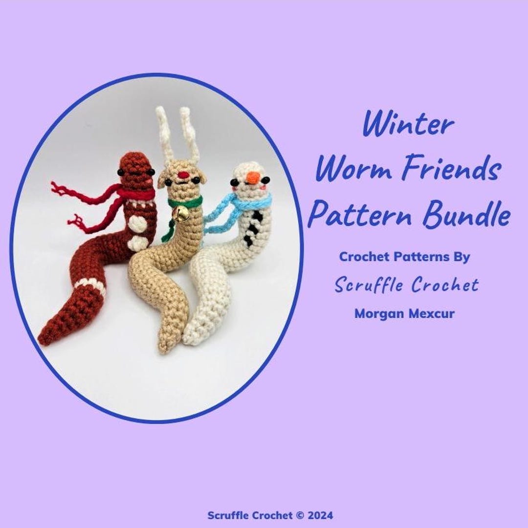 DIGITAL PDF 3-in-1 Winter Worm Friends Crochet Pattern Bundle - Etsy