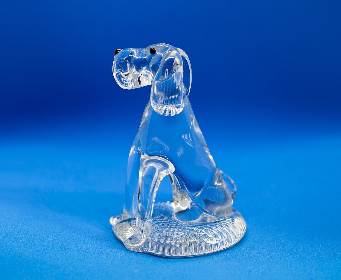 Glass Dog Figurine, Vintage Glass Dog, Candy Glass Dog Statue ...