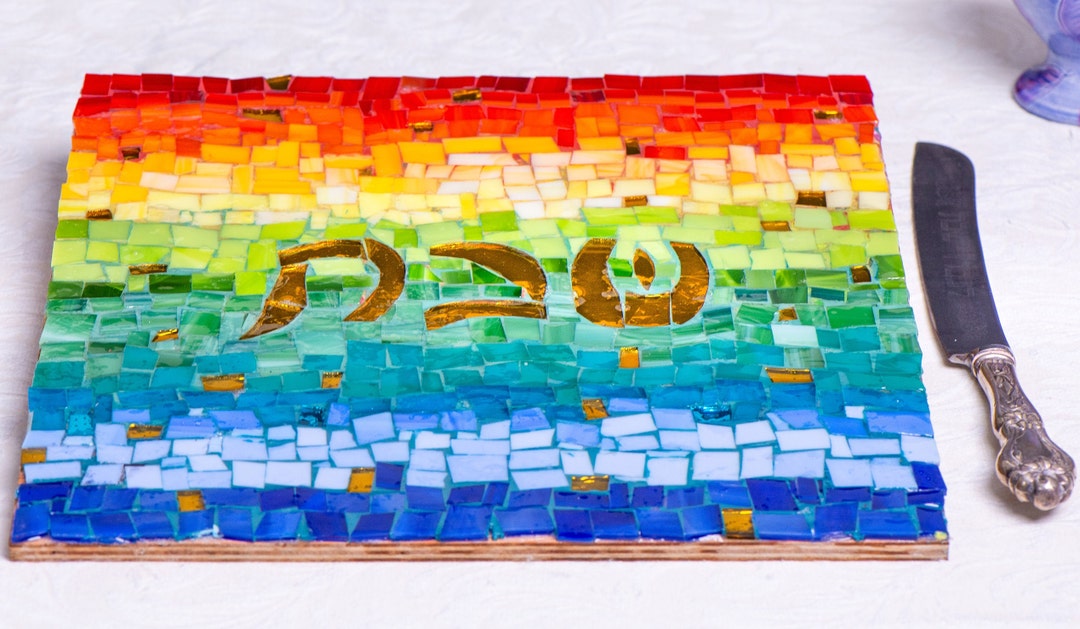 LGBTQ Wood Bread Boards-challah Boards-glass Mosaic-made in Israel - Etsy