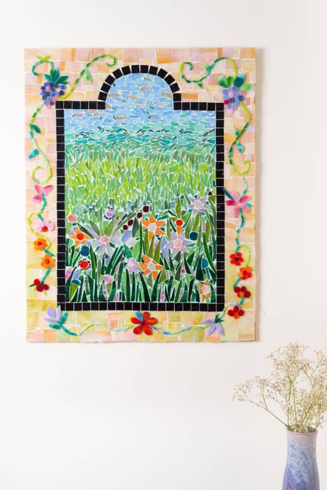 Custom Made Made in Israel Glass Mosaic Garden Wall Hanging Judaica ...