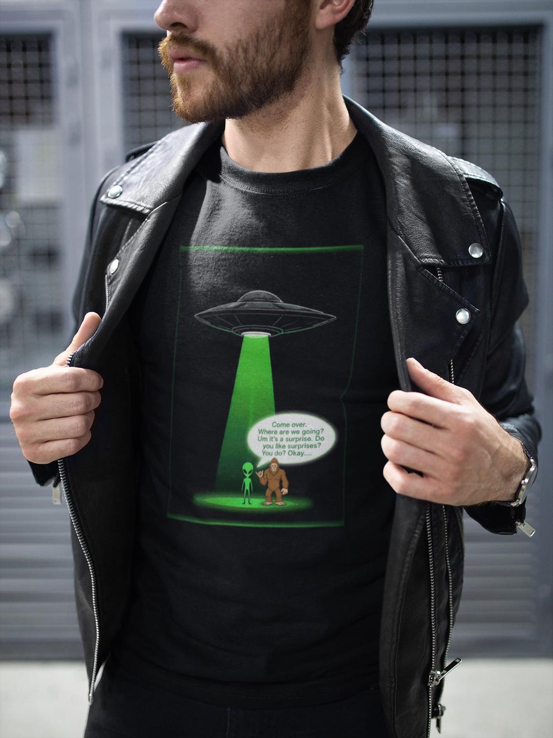 Alien Abduction Comic Strip T-shirt | UFO Beam, Funny Speech Bubble - Etsy