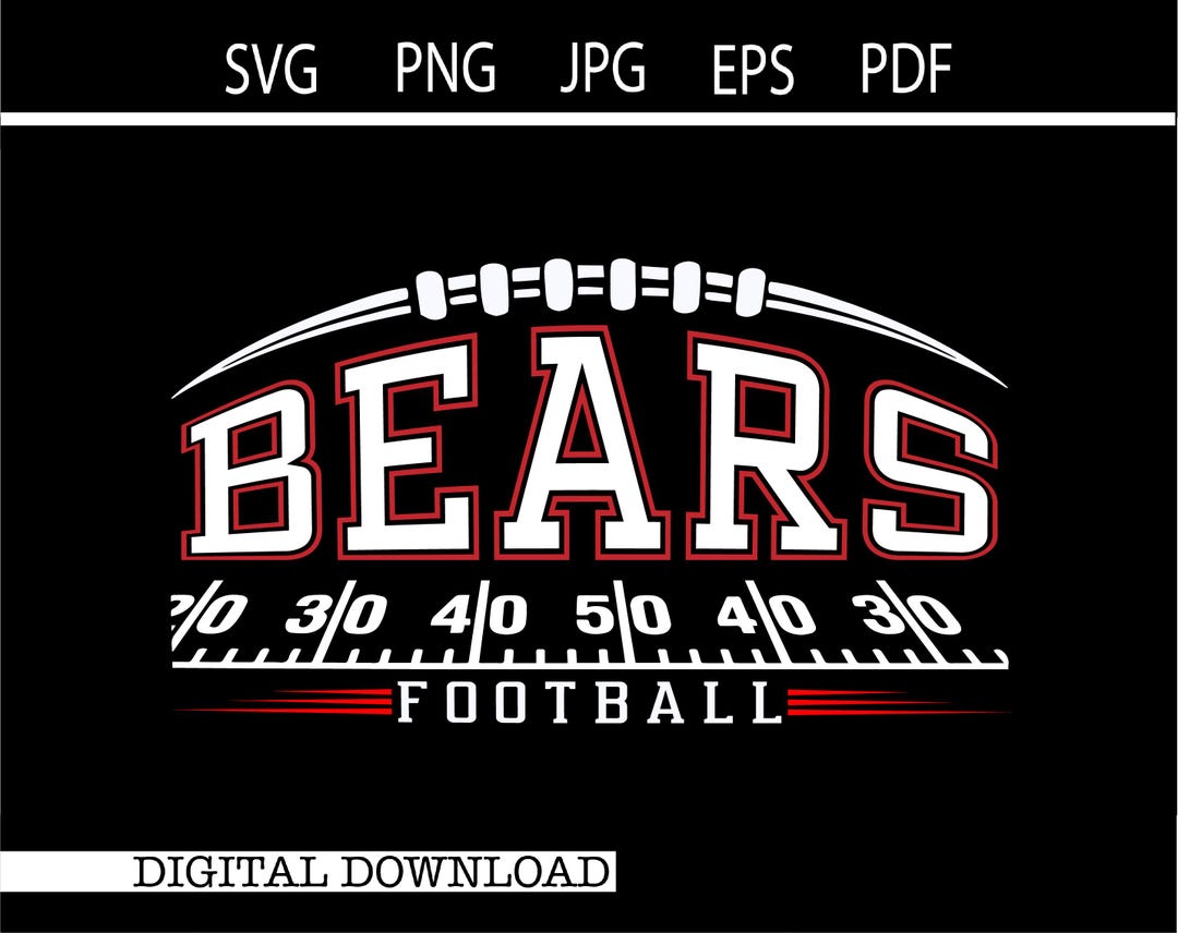 Bears Football | Football Design | Digital Download | Old Gold Outline ...