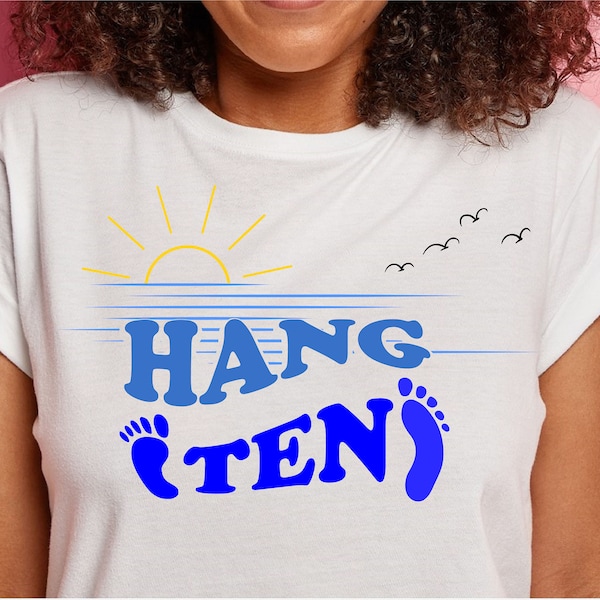 Hang Ten Svg - Etsy