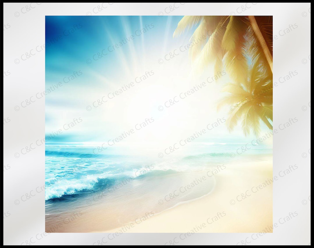 Beach Scene Background Sublimation PNG JPG Instant - Etsy