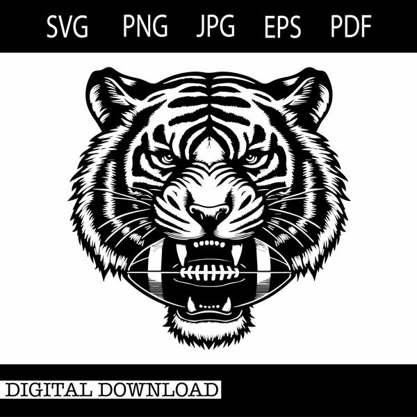 Tiger Football Svg - Etsy