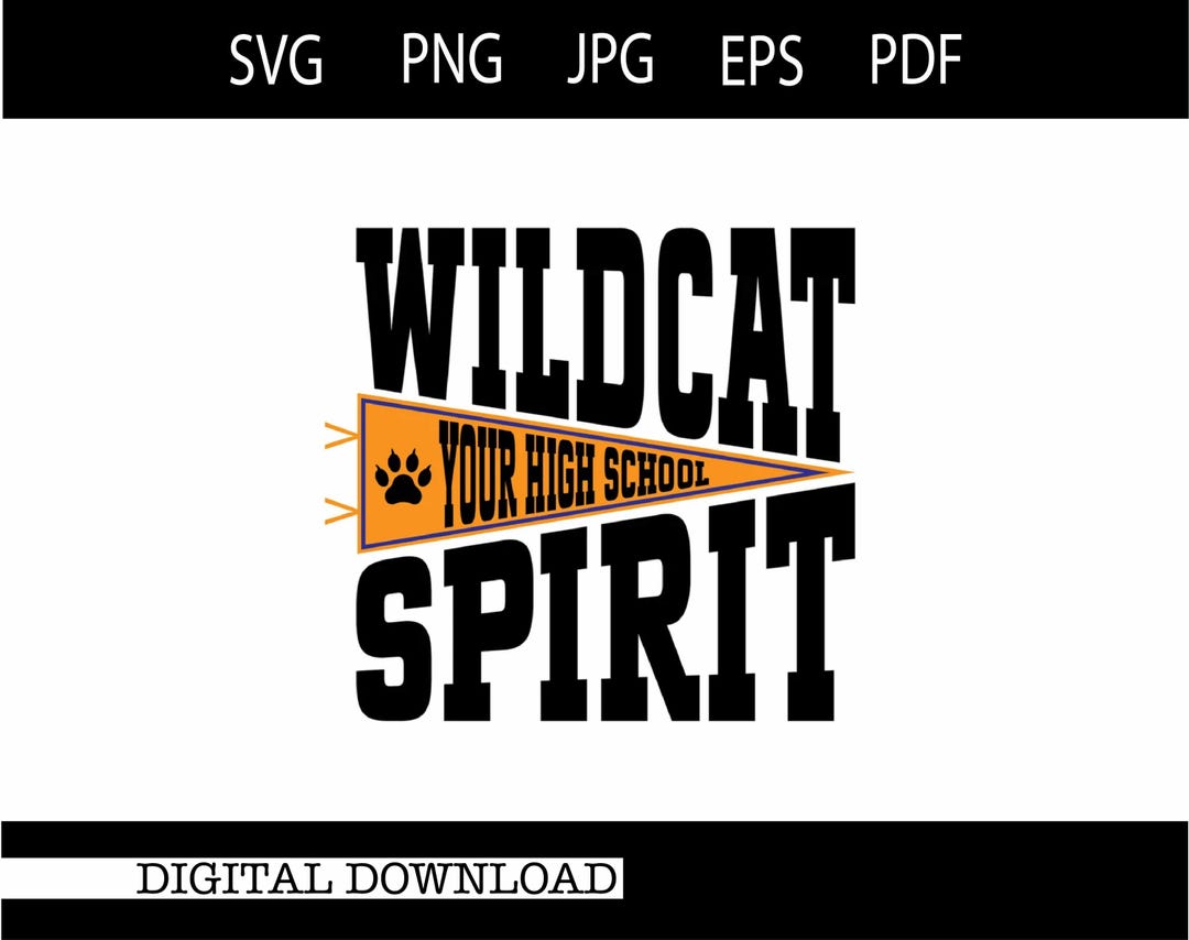 Wildcat Spirit Svg| School Spirit Svg | Wildcat Svg| Customizable | Paw ...