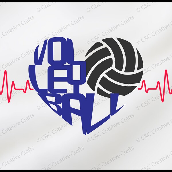 Volleyball Heartbeat Png - Etsy