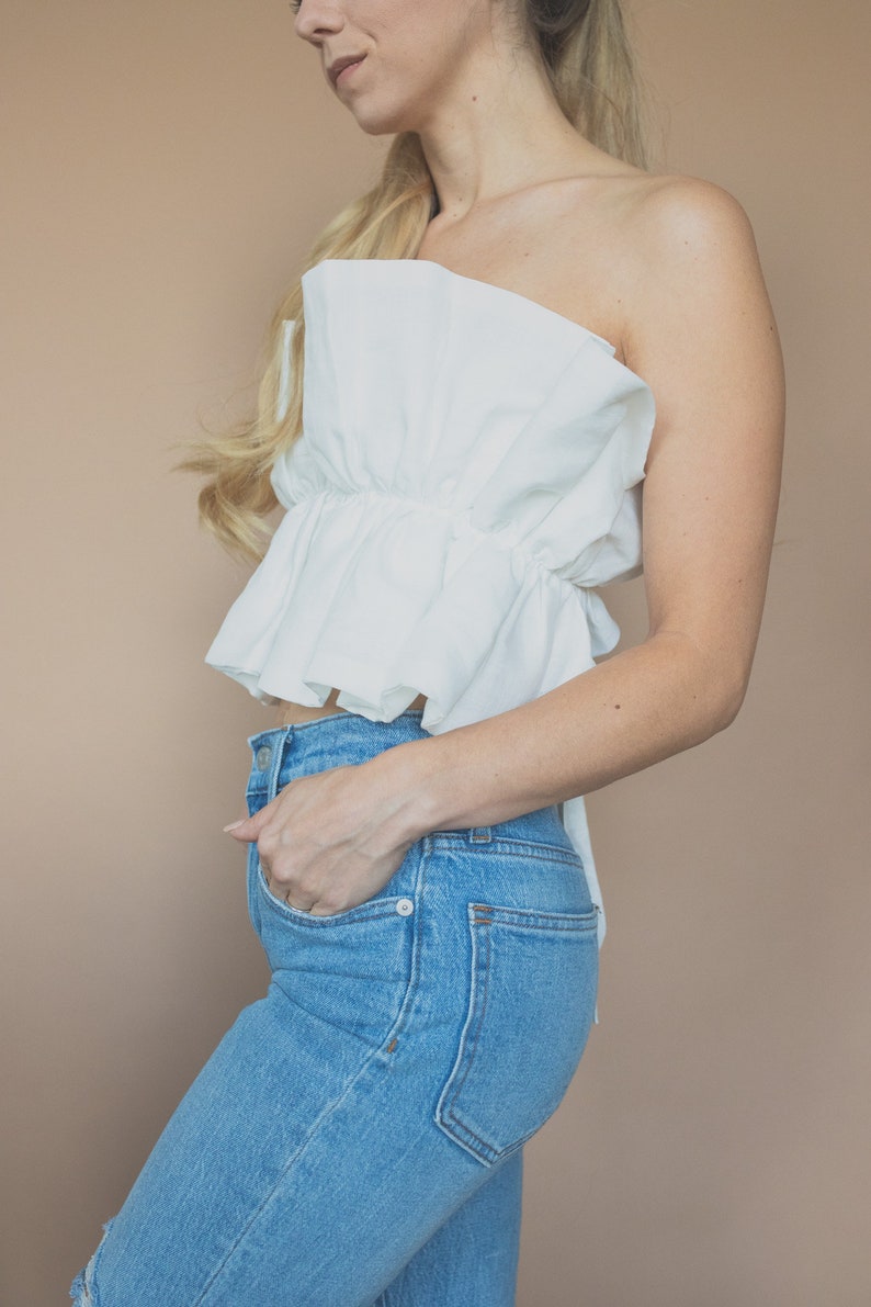 Courtney Ruffled Strapless Top PDF Sewing Pattern and - Etsy