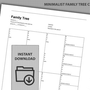 Minimalist Family Tree Chart - GENEALOGY PLANNER INSERTS - Printable ...