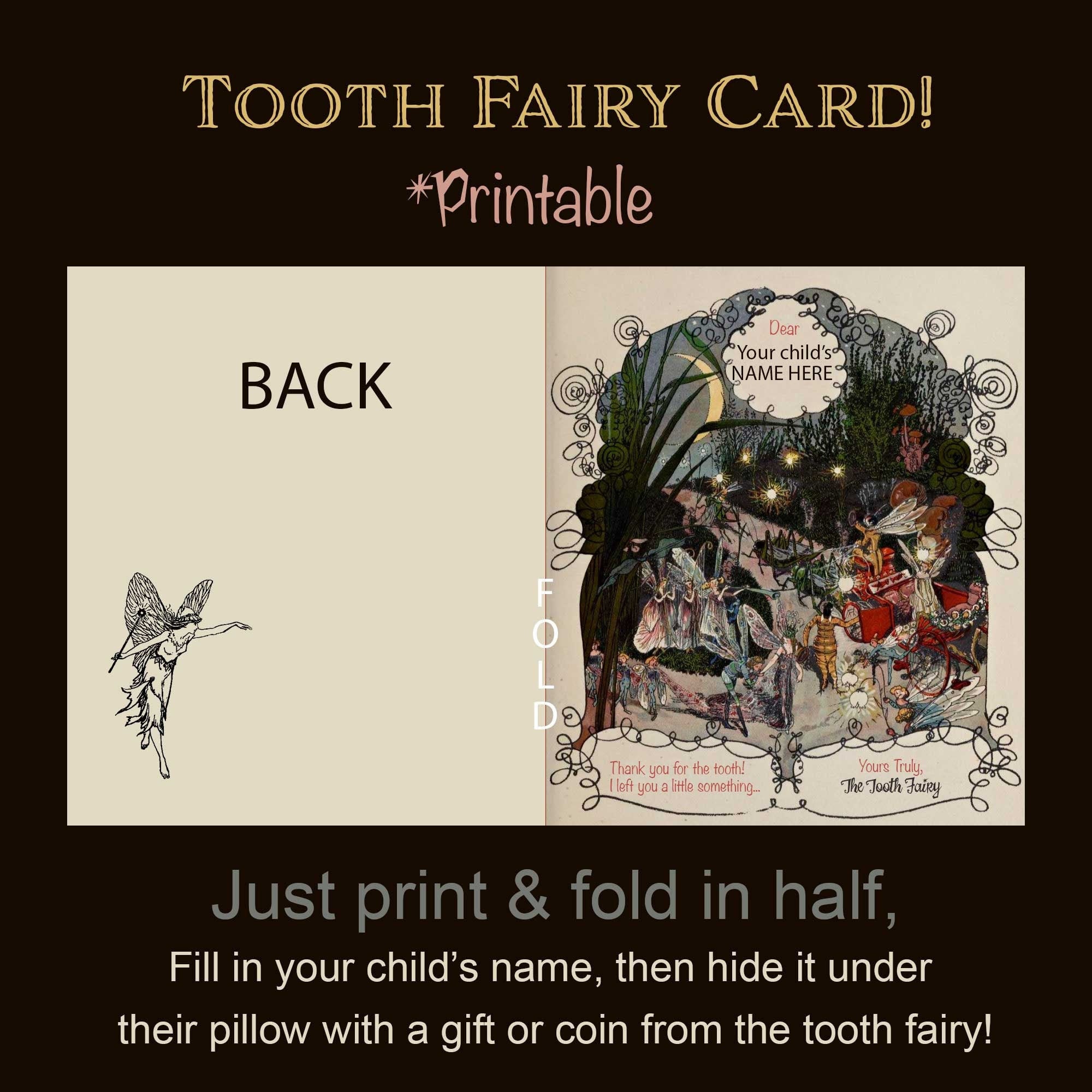 Printable Tooth Fairy Card Gift to Put Under the Pillow of a Child Who ...