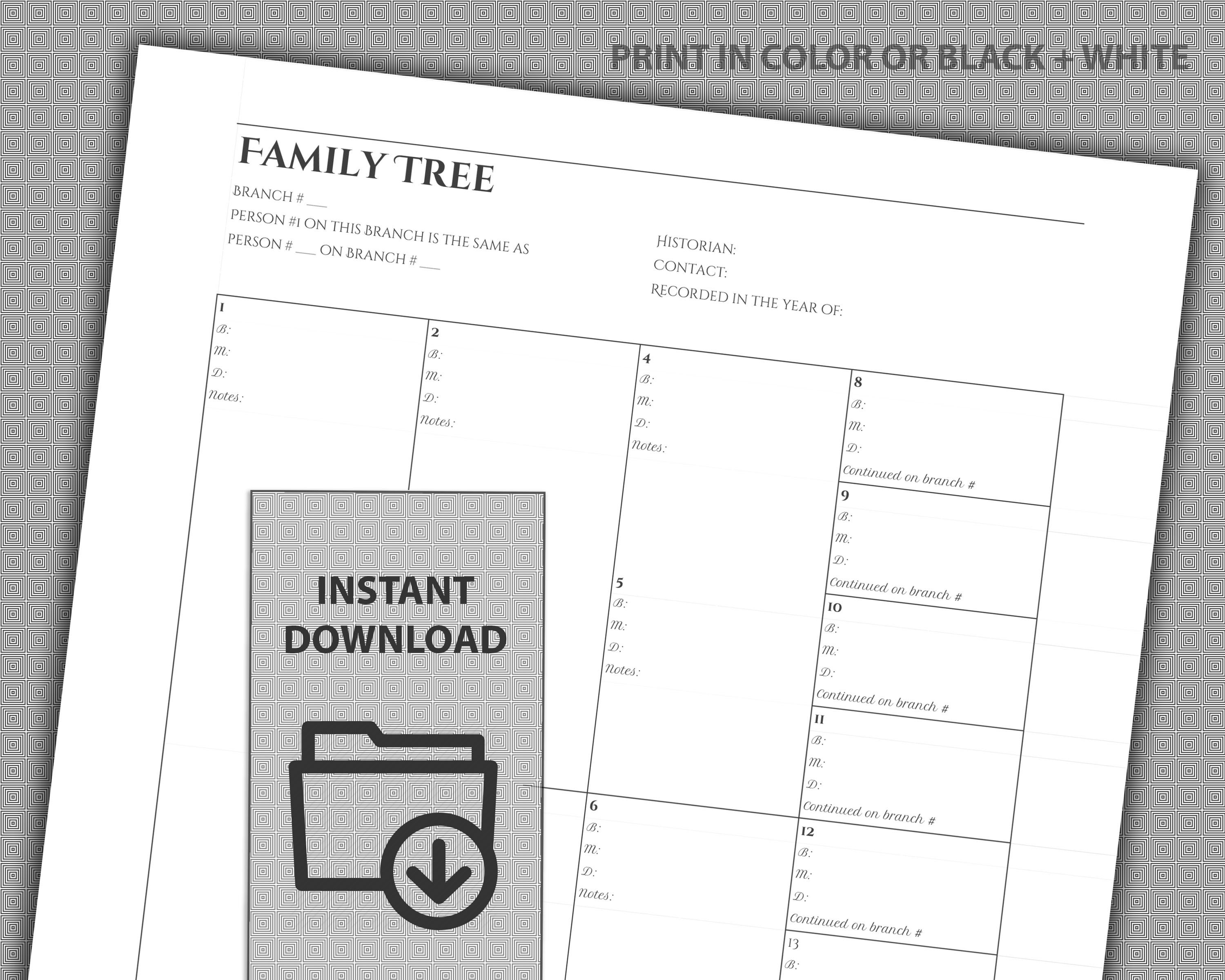 Family Tree Chart Bronze Insert GENEALOGY PLANNER INSERT - Etsy Canada