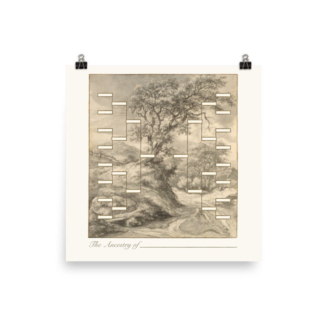 Family Tree Chart Drawing 18 Inch Square Print Wall Art Poster Dune ...