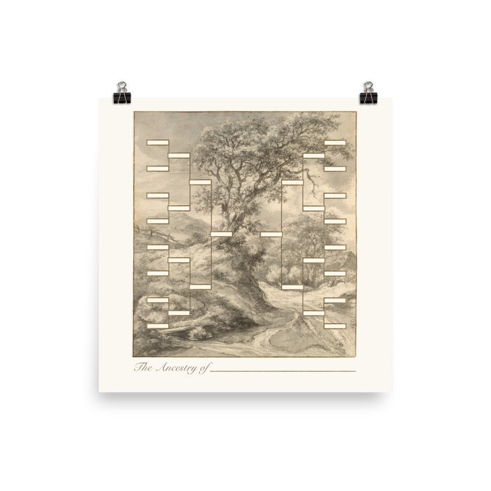 Family Tree Chart Oak Tree Drawing DIGITAL DOWNLOAD 5 Generation Square ...
