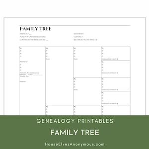 Family Tree Page for Genealogy Notebooks and Binders - Etsy