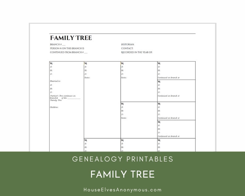 GENEALOGY Family Tree PLANNER INSERT in Antique Black - Etsy UK