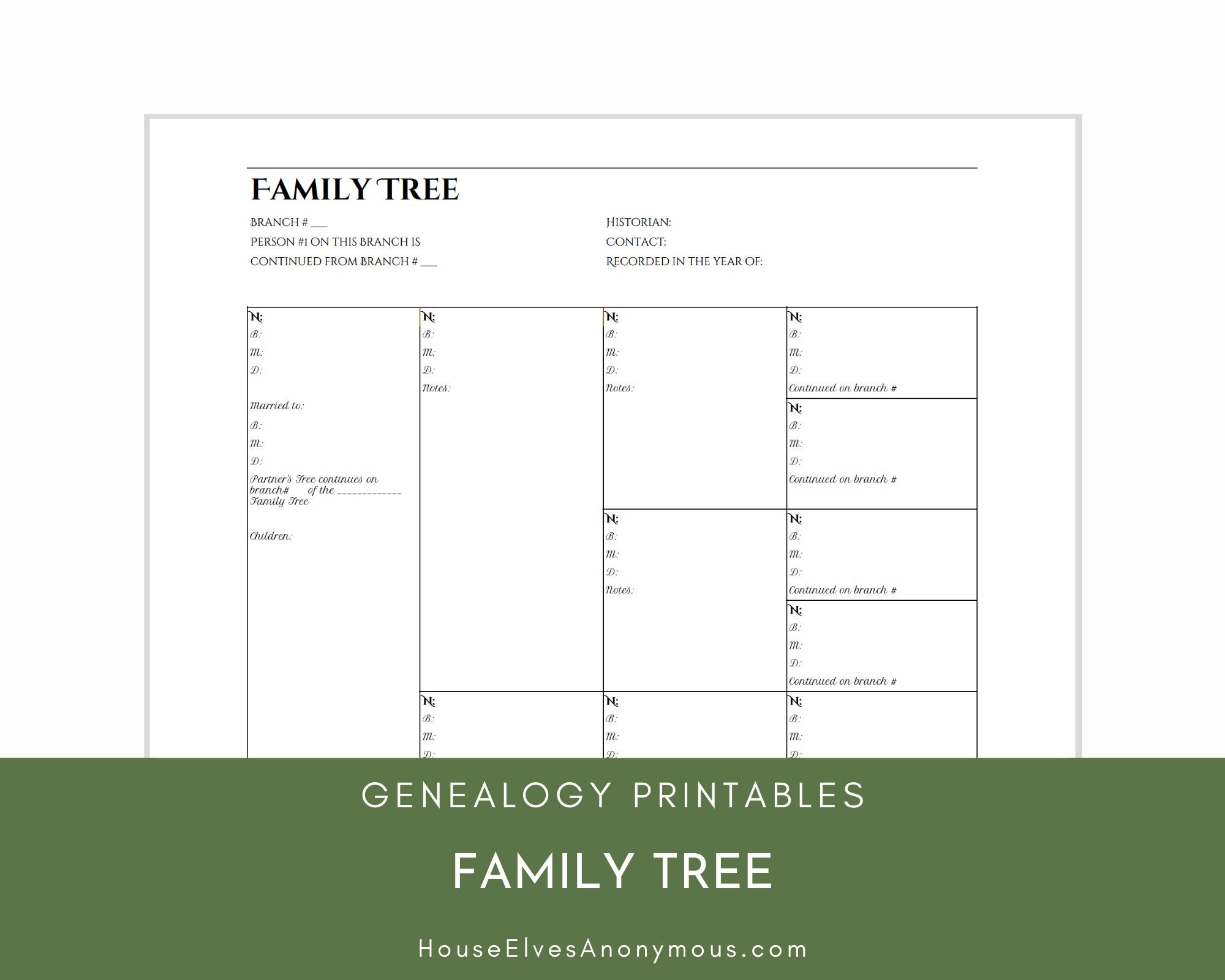 Family Tree Page for Genealogy Notebooks and Binders - Etsy