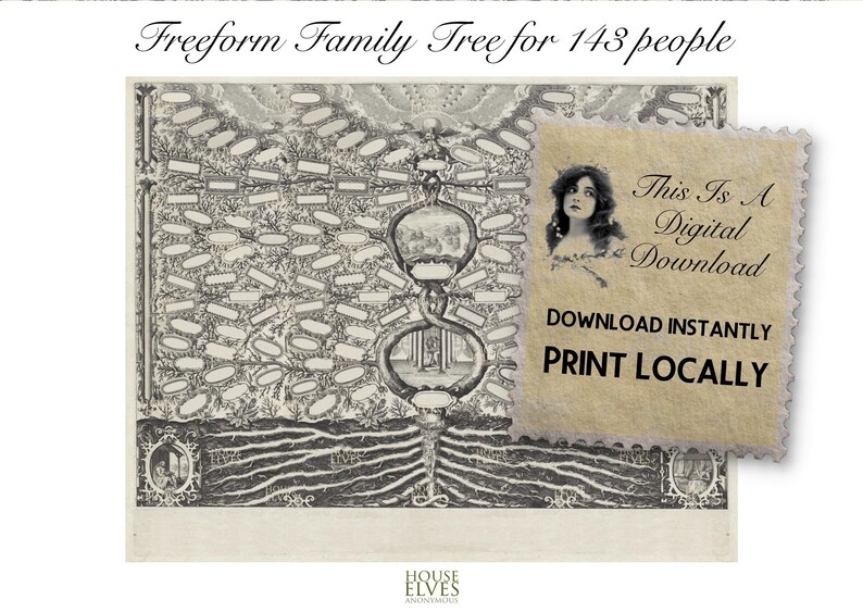 Freeform Family Tree for 143 People up to 7 Generations of - Etsy