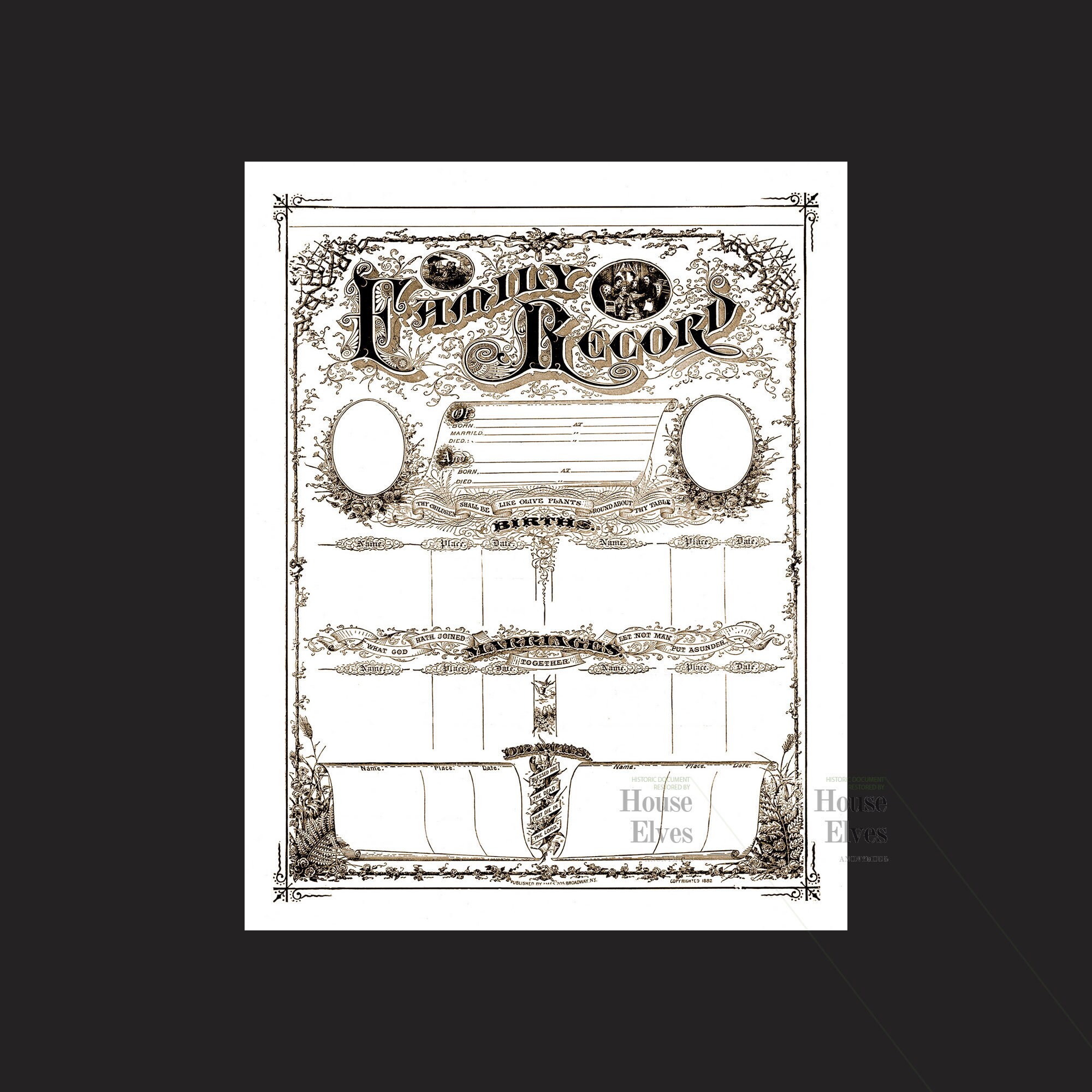 Family Register Record, 1800s Victorian Ephemera JPEG Instant Download ...
