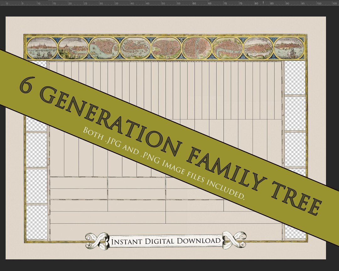 6 Generation Family Tree Chart With BLANKS for Ancestor Photos ...
