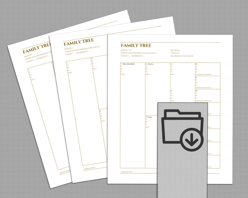 Family Tree Chart Bronze Insert GENEALOGY PLANNER INSERT - Etsy Canada