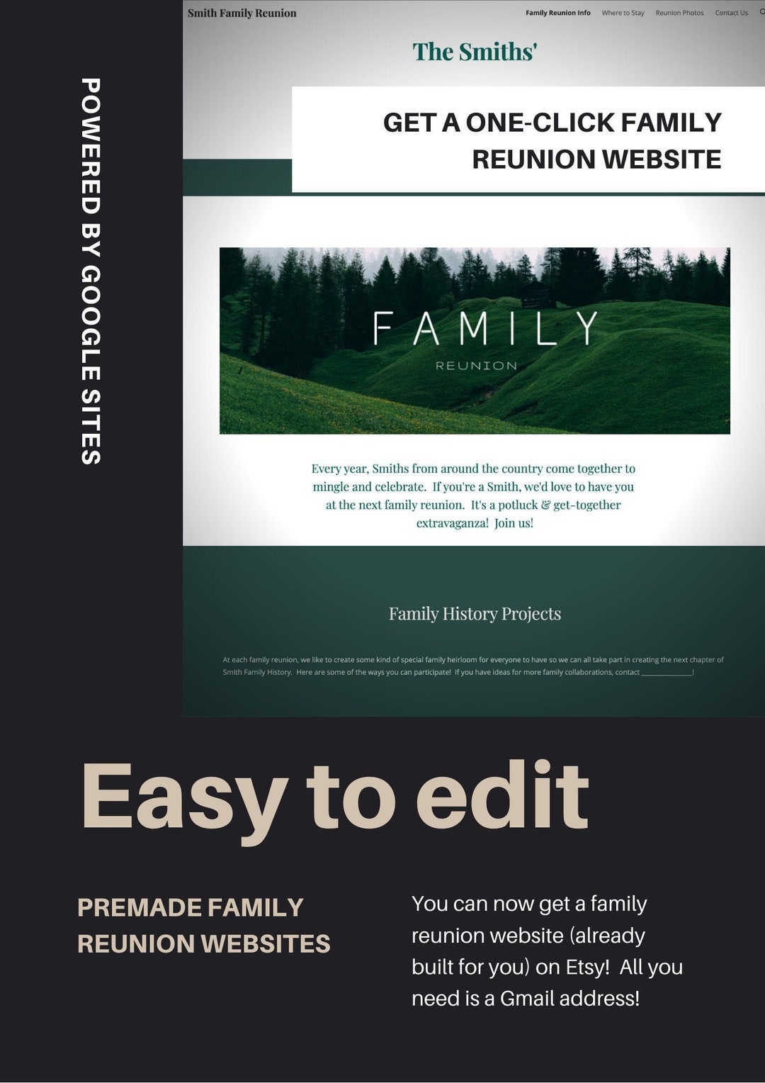 FAMILY REUNION WEBSITE - One-click Setup With Sample Content - Easy to ...