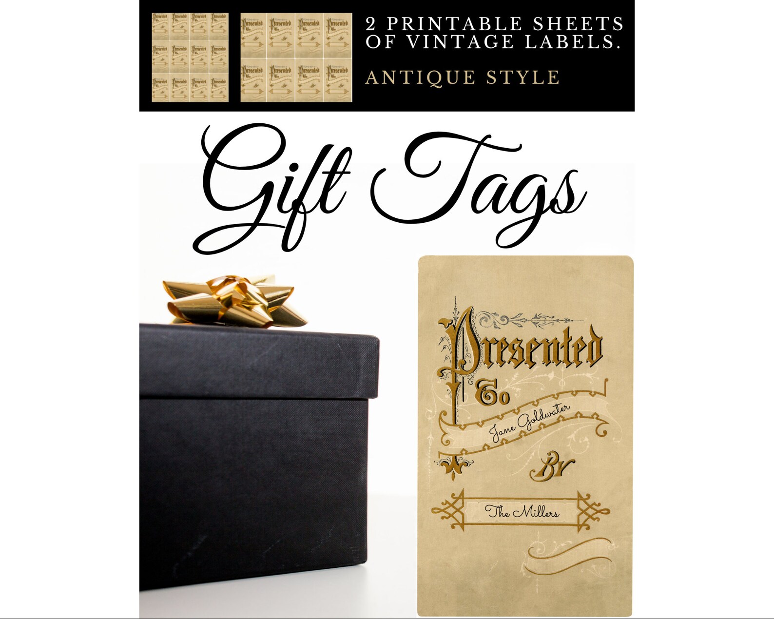 VINTAGE GIFT TAGS Printable Sticker Sheet Bundle - Etsy