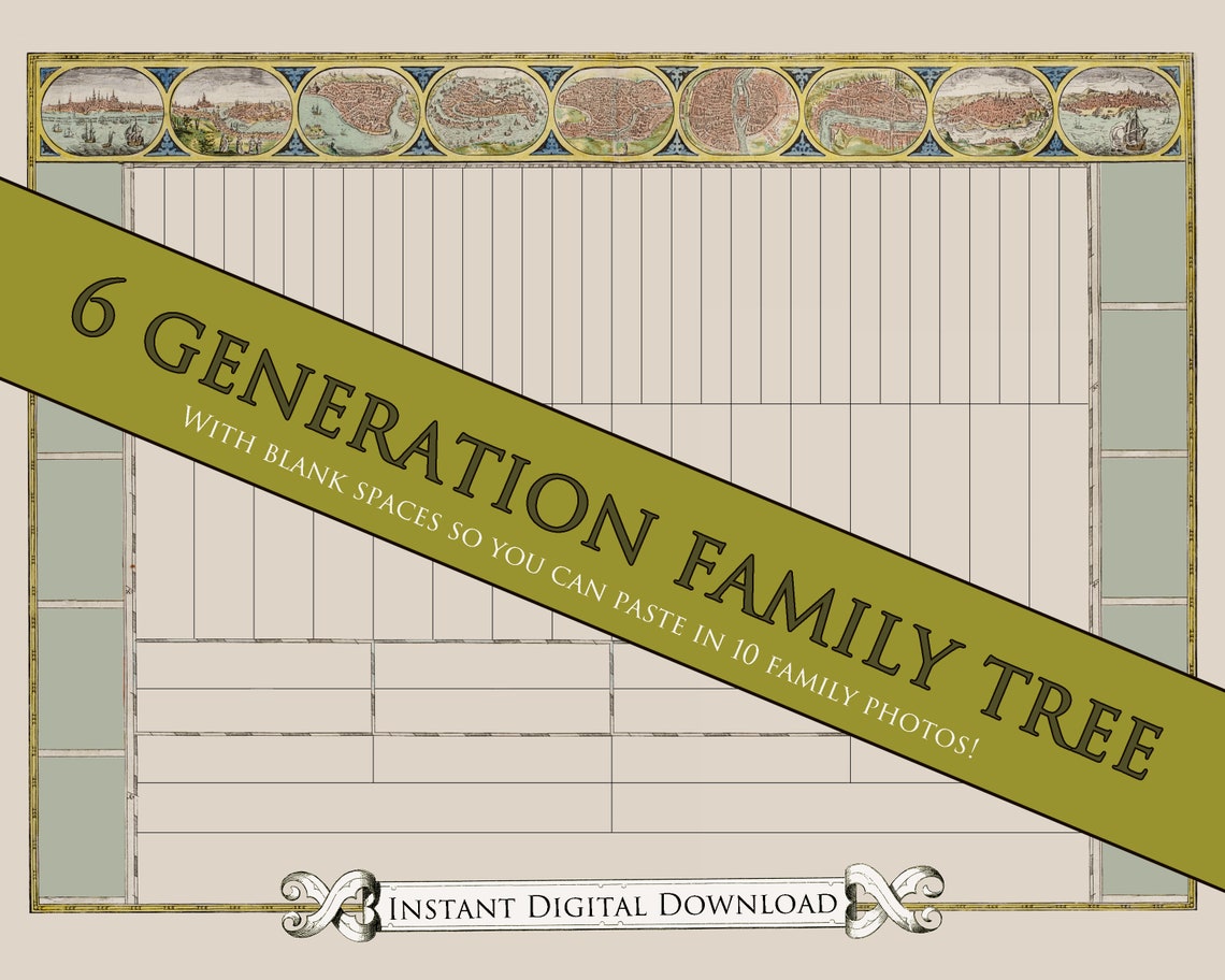 6 Generation Family Tree Chart With BLANKS for Ancestor - Etsy