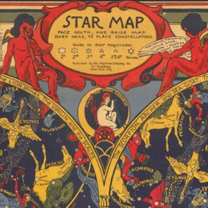 Huge Vintage Star Map Framed Poster With Astrology and Celestial Art - Etsy