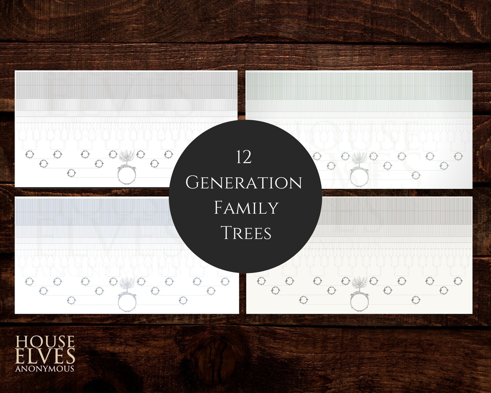 12 Generation Family Tree Chart Horizontal Scroll Instant Download PDF ...
