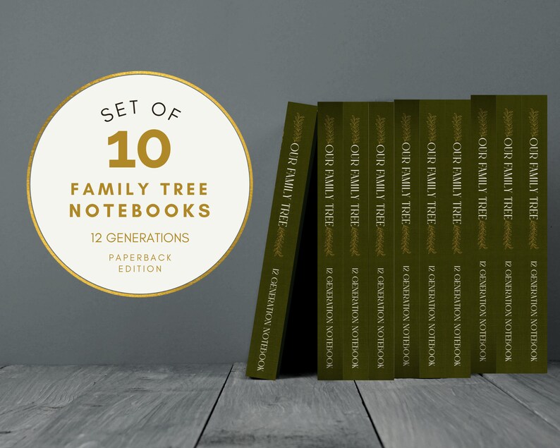 Set of 10 Large Family Tree Notebooks Set PRINT EDITION Gifts to Chart ...