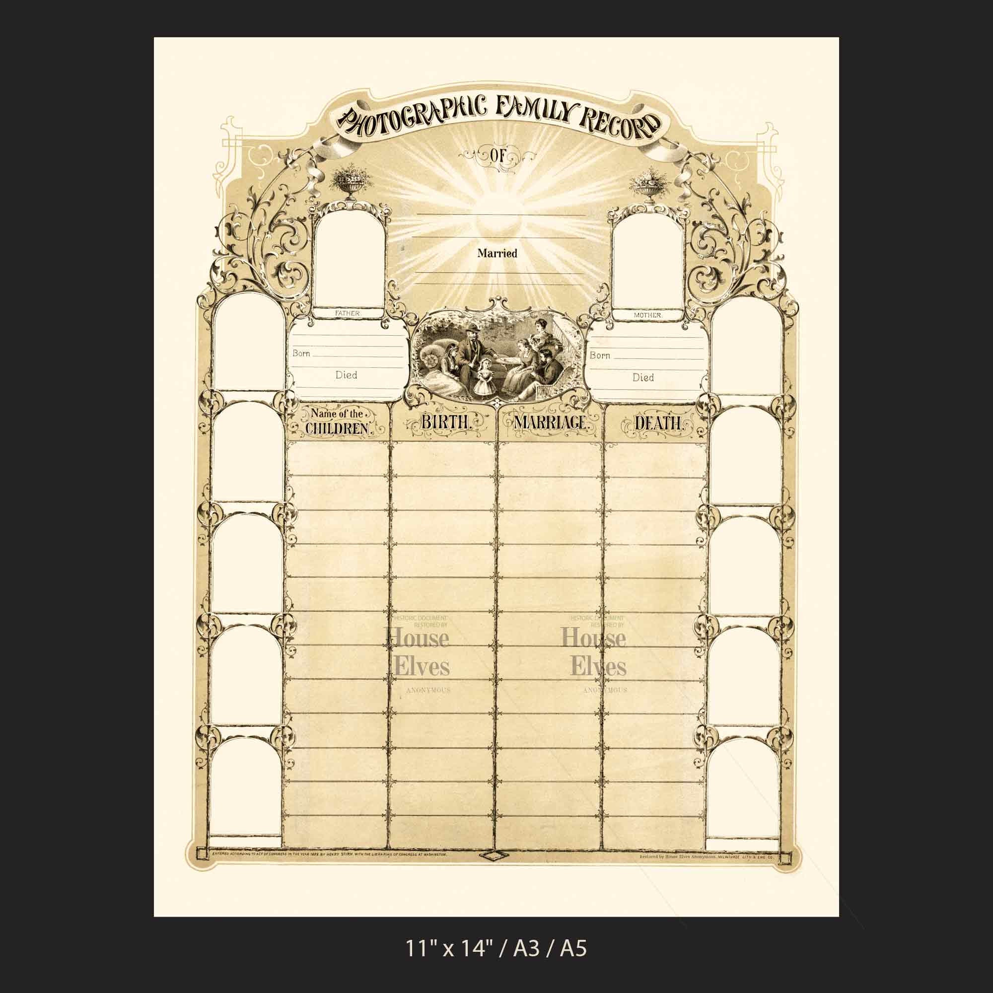 Photographic Family Tree for a Married Couple W/ Blanks for Names ...