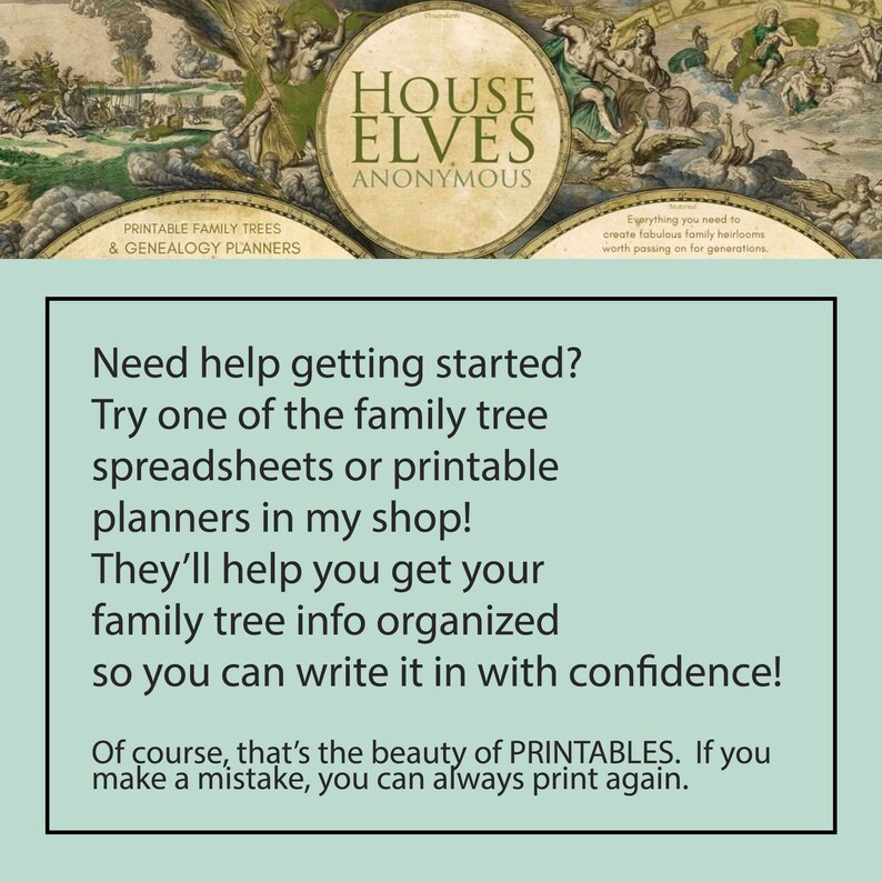LAUREL Family Tree Chart Artwork Light Blue and Green - Etsy