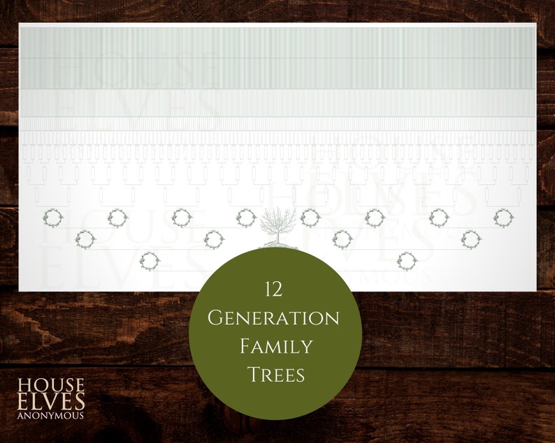 12 Generation Family Tree Chart Horizontal Scroll Instant Download PDF ...