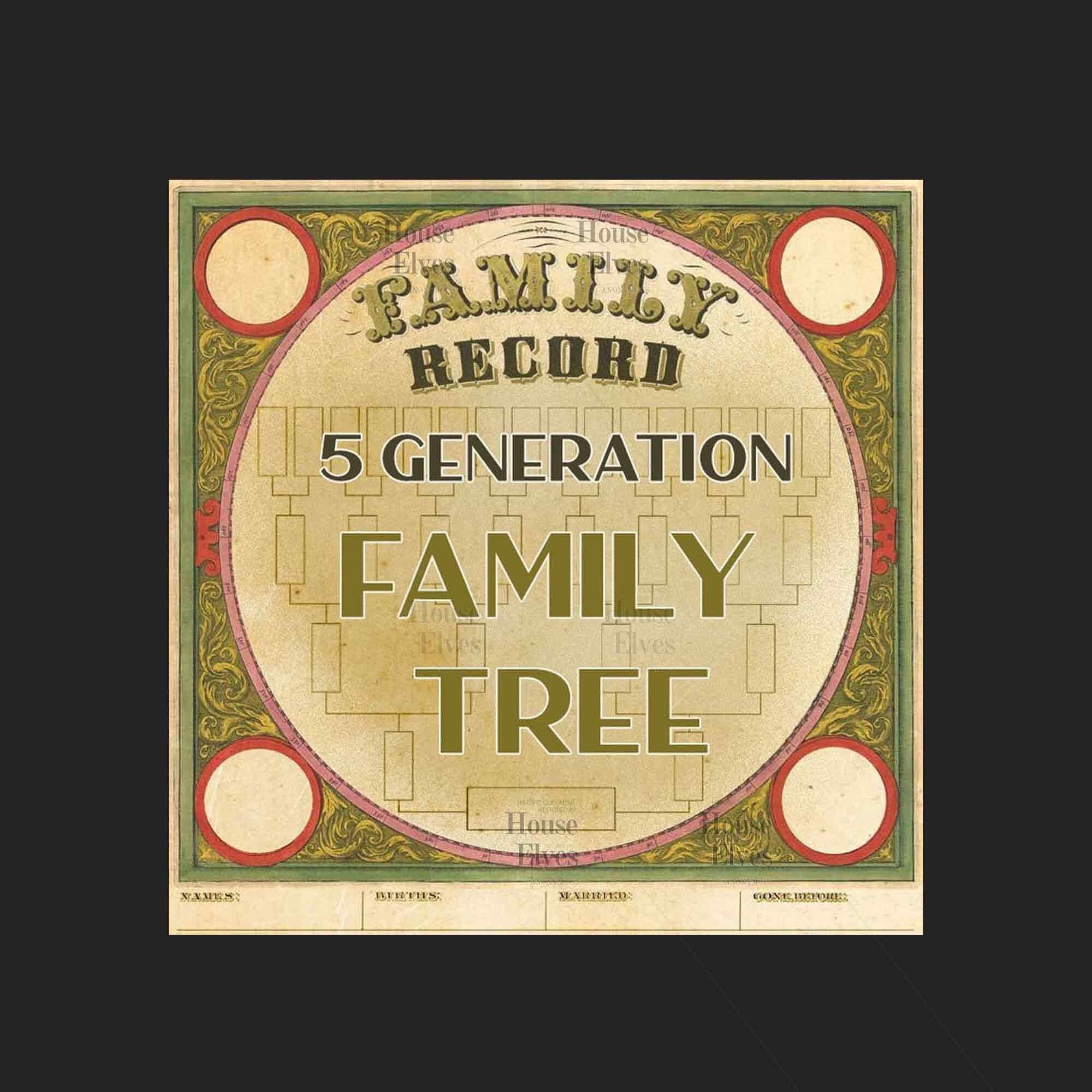 Printable DIY Family Tree Record Blank 5 Generation Ancestry - Etsy Israel