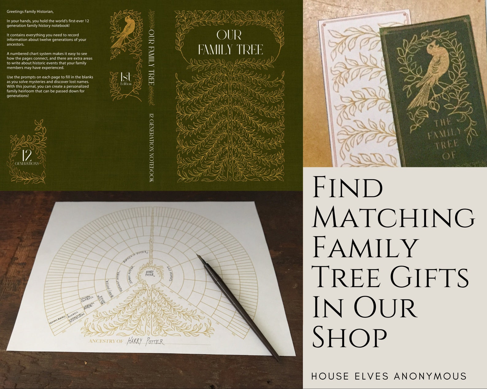 Blank 10 Generation Family Tree Fan Chart in Sage Green and White ...