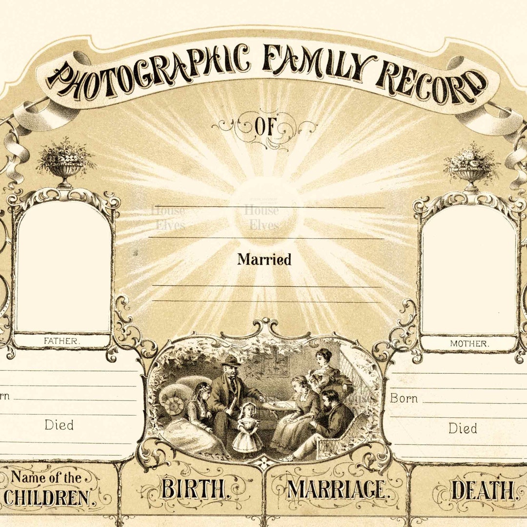 Photographic Family Tree for a Married Couple W/ Blanks for Names ...
