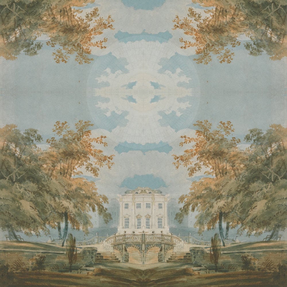 Square Family Tree Art Watercolor Landscape Painting printable ...