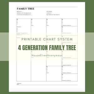 4 Generation Family Tree Chart One-sheet - Etsy Canada