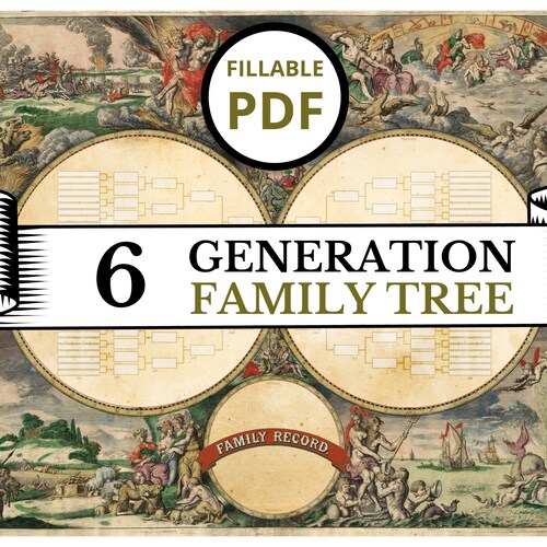 FILLABLE Family Tree Chart 6 Generations HUGE Prints up to - Etsy