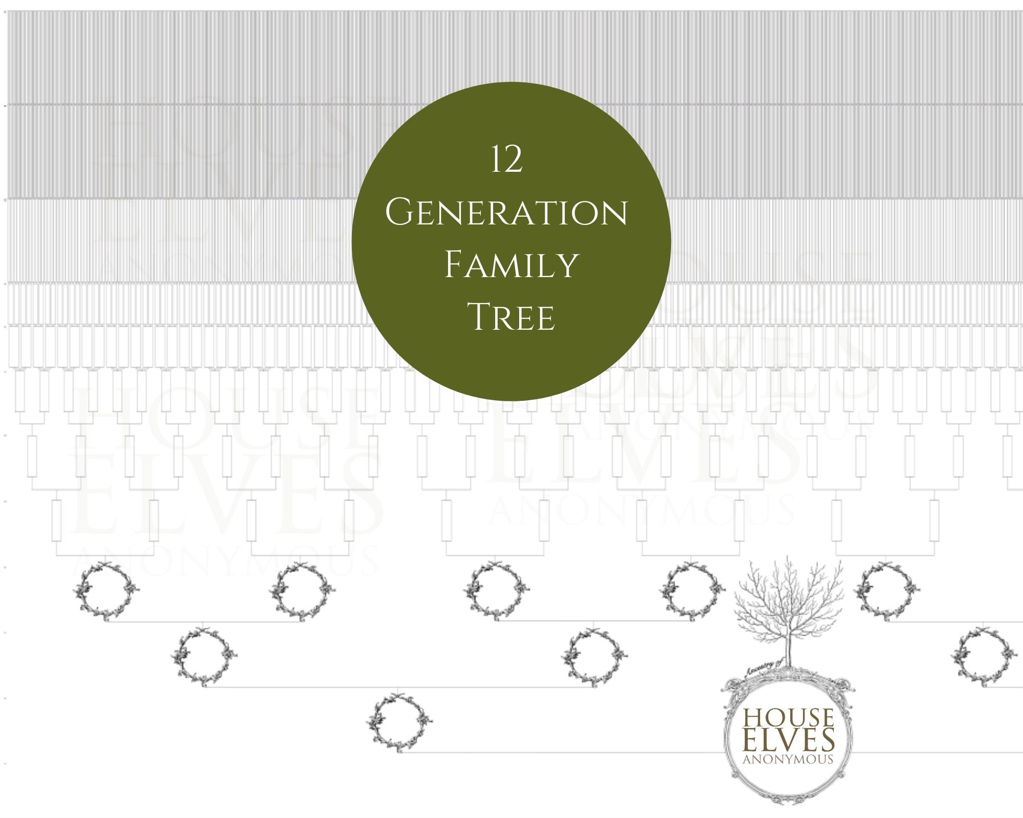 12 Generation Family Tree Chart Horizontal Scroll Instant Download PDF ...