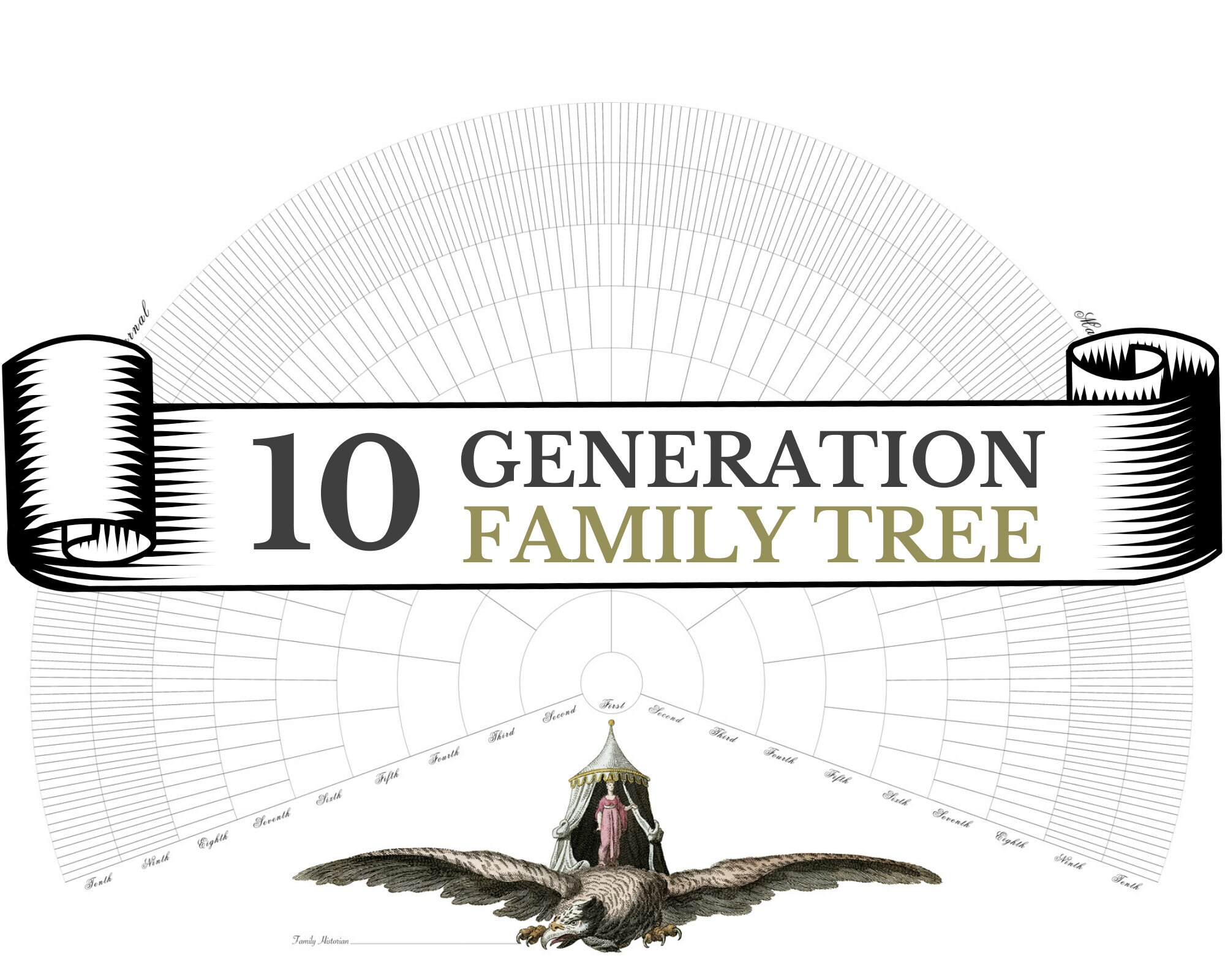 Griffin Family Tree Chart Printable for 10 Generations at 300 Dpi and ...