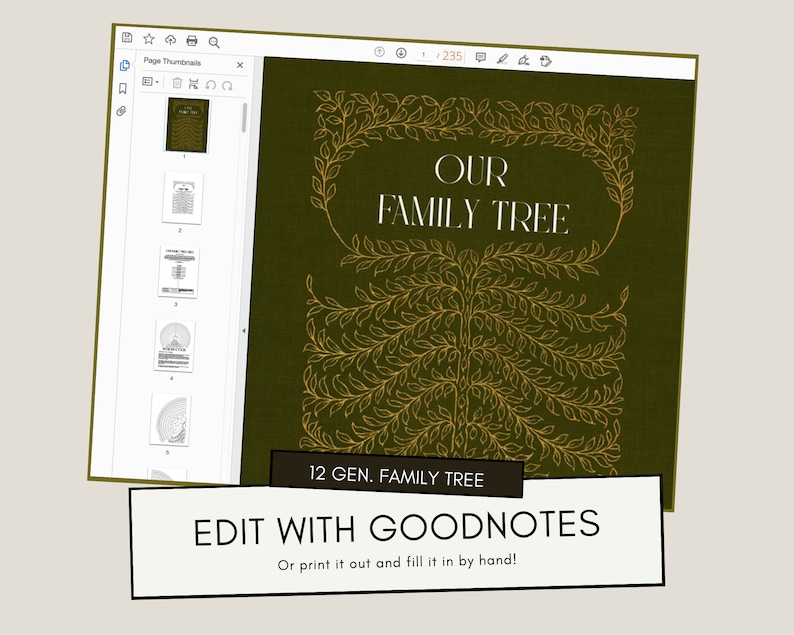 12 Generation Family Tree Notebook DIGITAL EDITION Genealogy Chart and ...