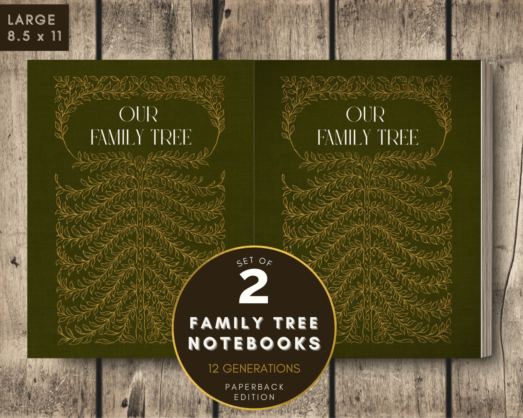 2 Large Family Tree Notebooks Set PRINT EDITION Gifts to Chart Ancestry ...