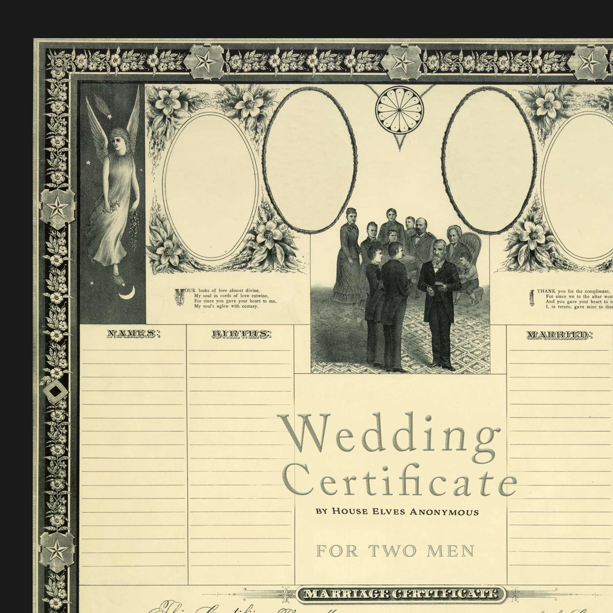 Gay Marriage Certificate for Two Men Love or Two People Wearing Suits ...