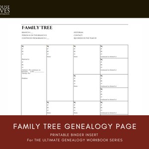 Family Tree Page for Genealogy Notebooks and Binders - Etsy