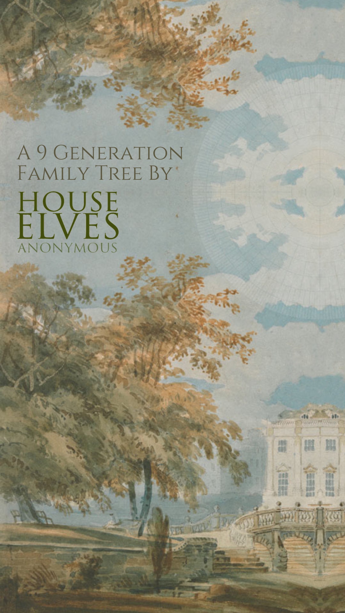 Square Family Tree Art Watercolor Landscape Painting printable ...