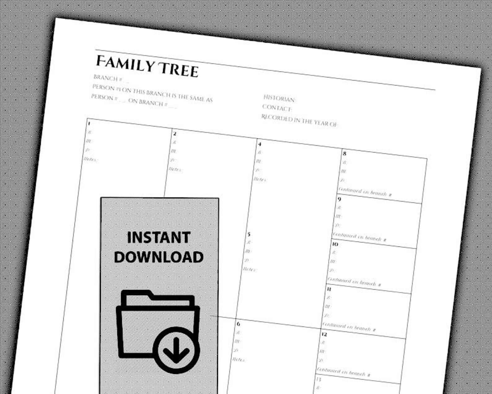 Family Tree Page for Genealogy Notebooks and Binders - Etsy