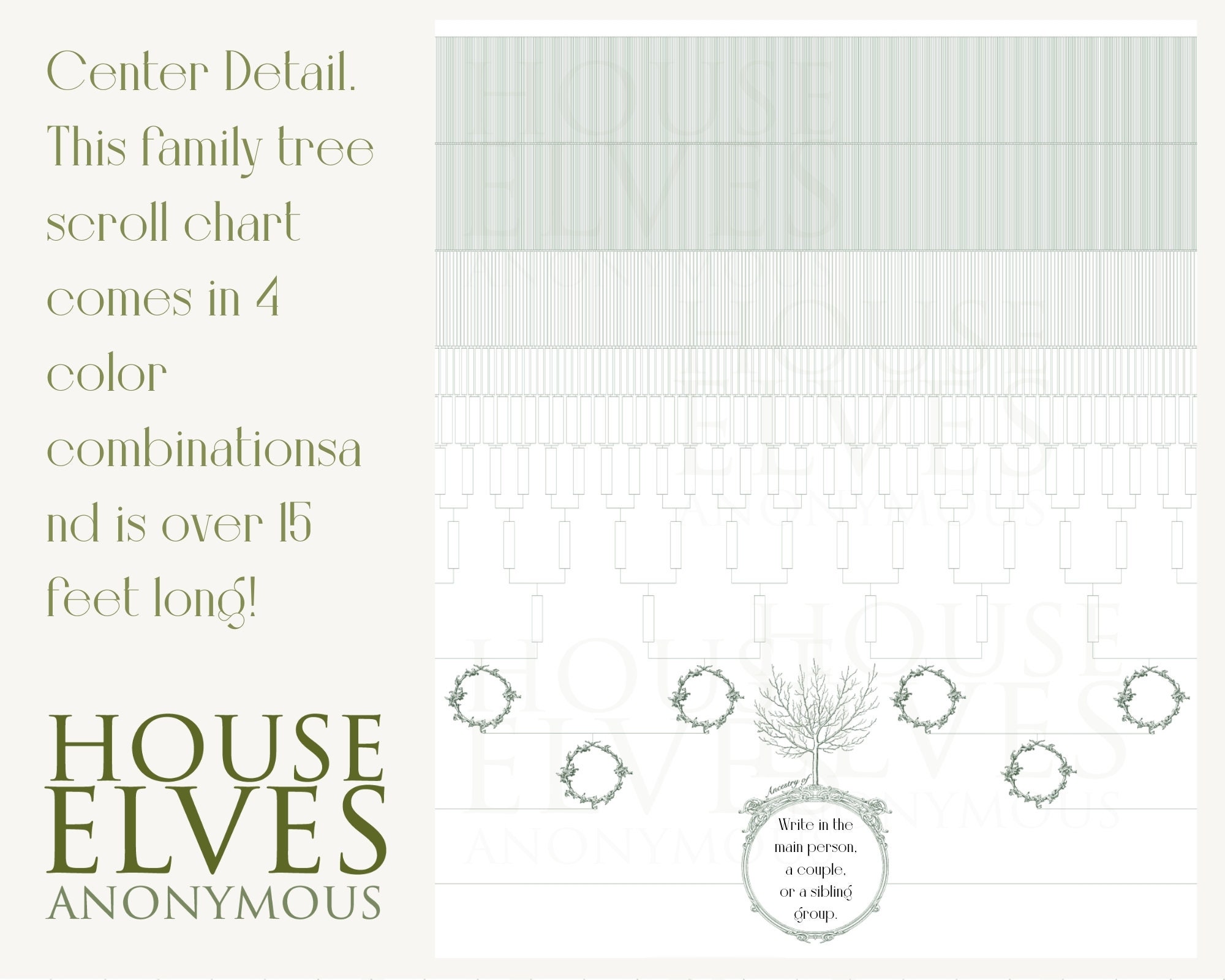 12 Generation Family Tree Chart Horizontal Scroll Instant Download PDF ...